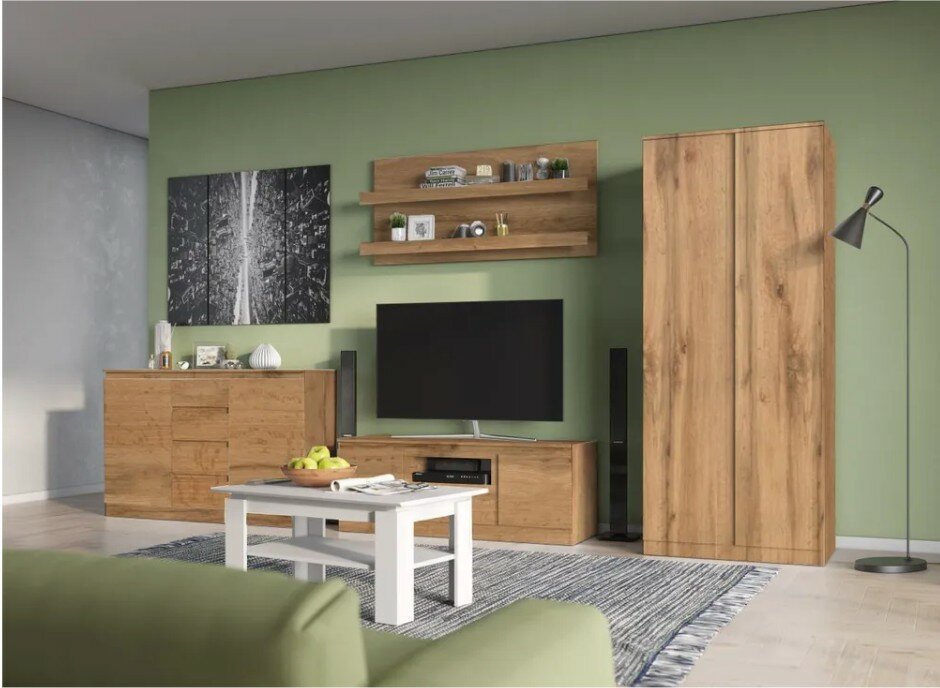 Комплект мебели в гостинную, модульная стенка НК-Мебель, гостиная Stern 1, Дуб Вотан