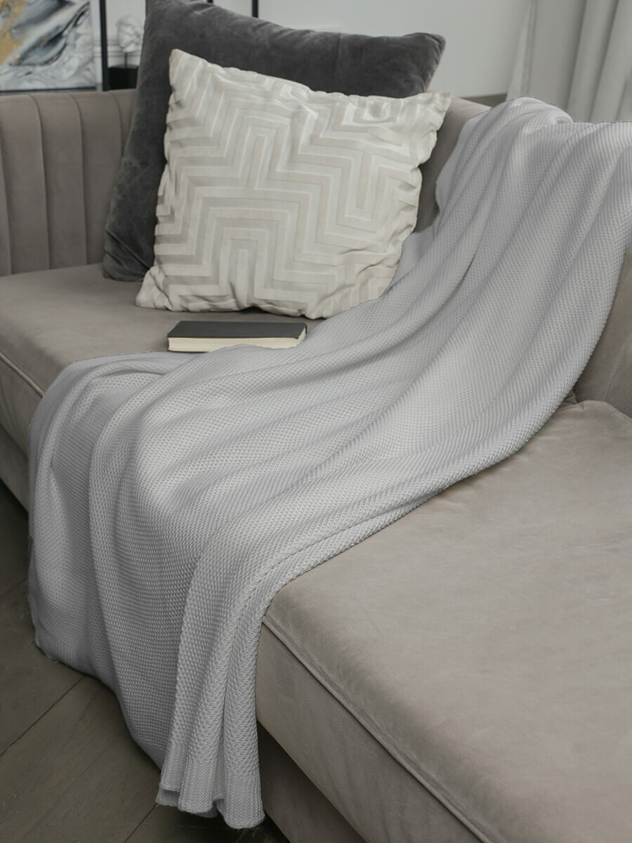 Плед вязаный VITACCI HOME MTP01-07, акриловый, 2-спальный, серый