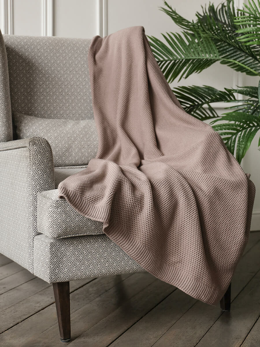 Плед вязаный VITACCI HOME MTP01-18, акриловый, 2-спальный, бежевый