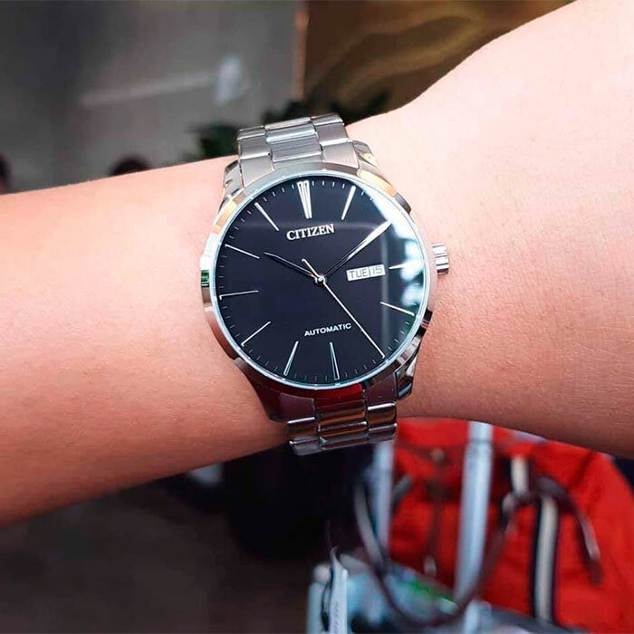 Наручные часы CITIZEN Automatic, серебряный, черный — фото 1