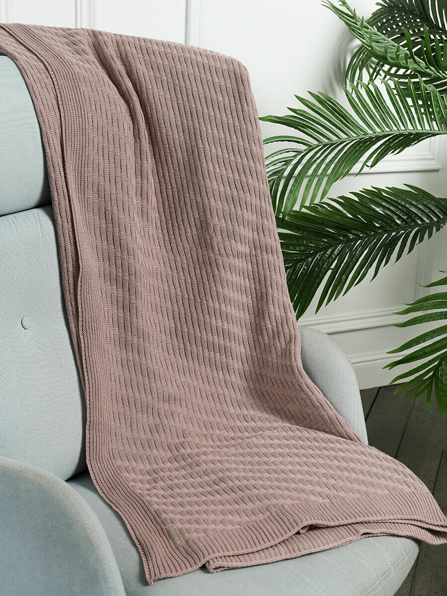 Плед вязаный VITACCI HOME MTP02-08, акриловый, 1.5 спальный, бежевый