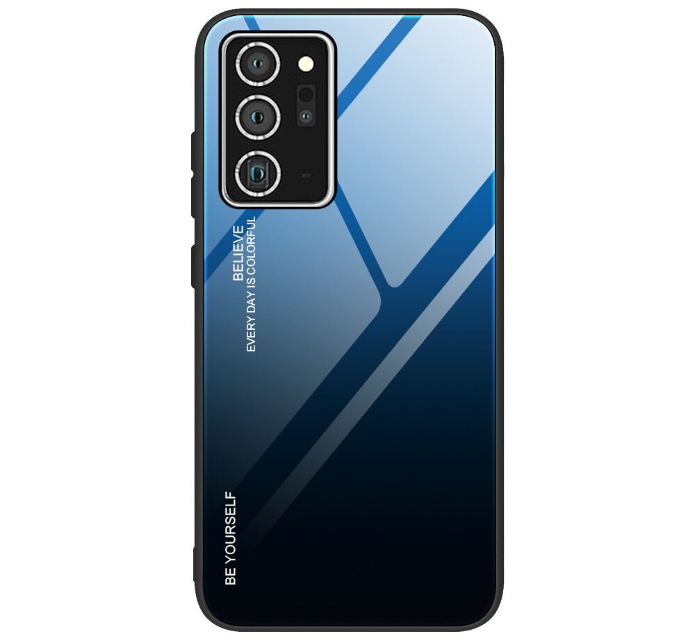 Чехол-бампер MyPads для Samsung Galaxy Note 20 Ultra (SM-N985F) стеклянный из закаленного стекла с эффектом градиент зеркальный блестящий переливающийся синий