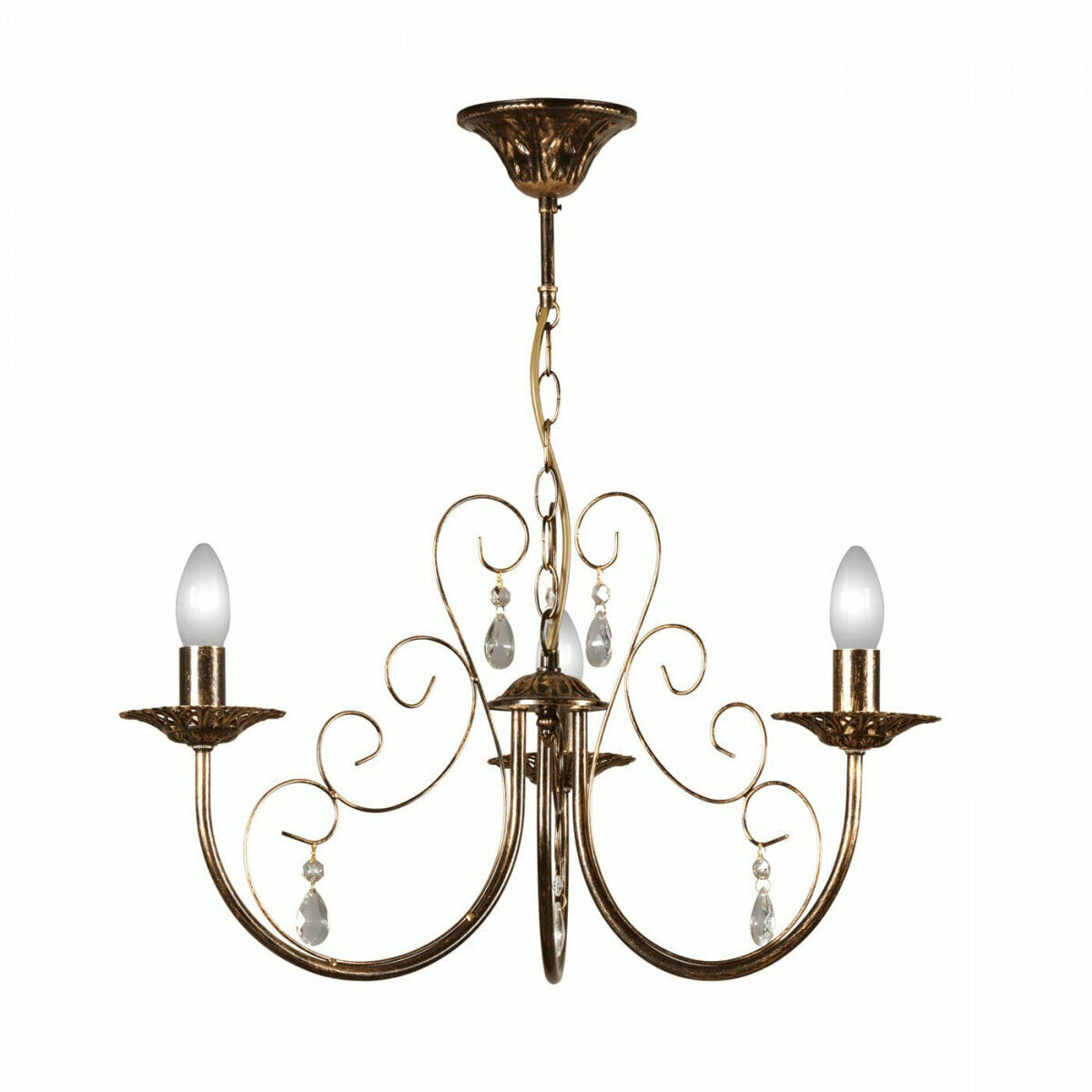 Люстра подвесная 3 рожковая с хрусталем Петрасвет S1012-3