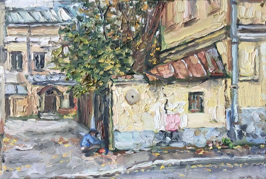 ART-Salon at Oktyabrskaya картина "Переулок", 15х20 см, холст, масло, авторская работа