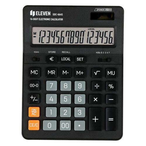 Калькулятор ELEVEN SDC-664S, 16-разрядный, черный