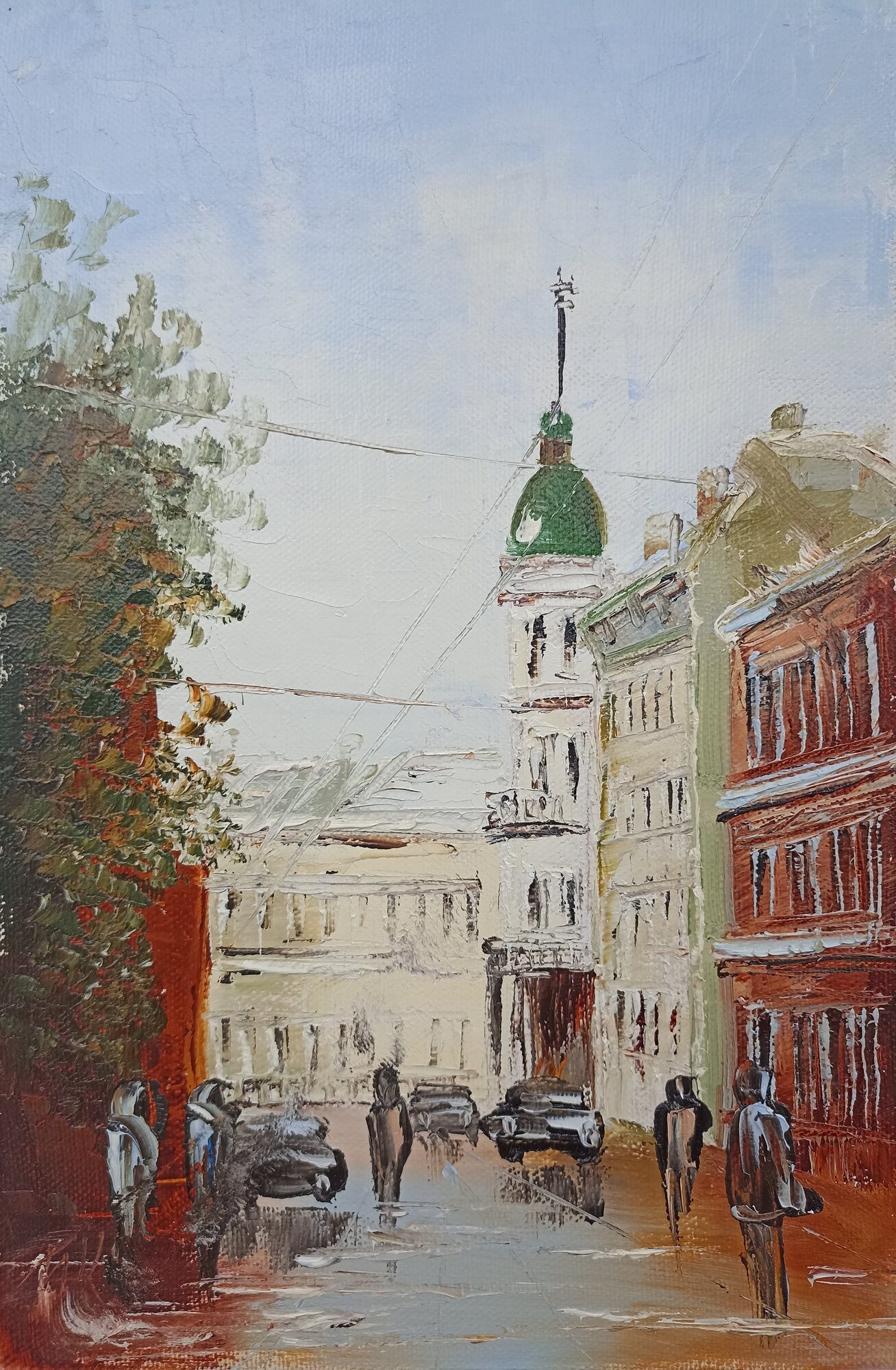 Картина масло/холст. 100% ручная работа, 100% живопись от Художественной мастерской Грёзы. Старая Москва. Картина из серии "Улочки Москвы". Размер картины 20х30 см.