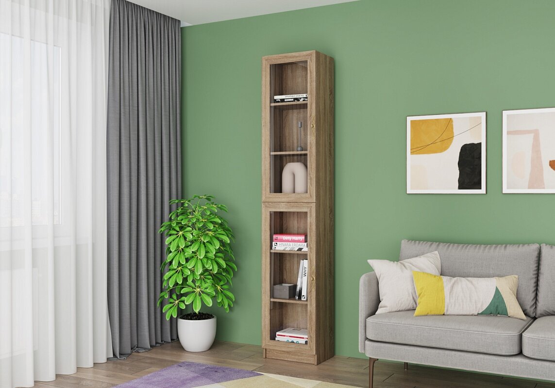 Книжный шкаф МебельЛэнд24 Карлос - 33 Дуб Сонома 40x29x203 дуб светлый