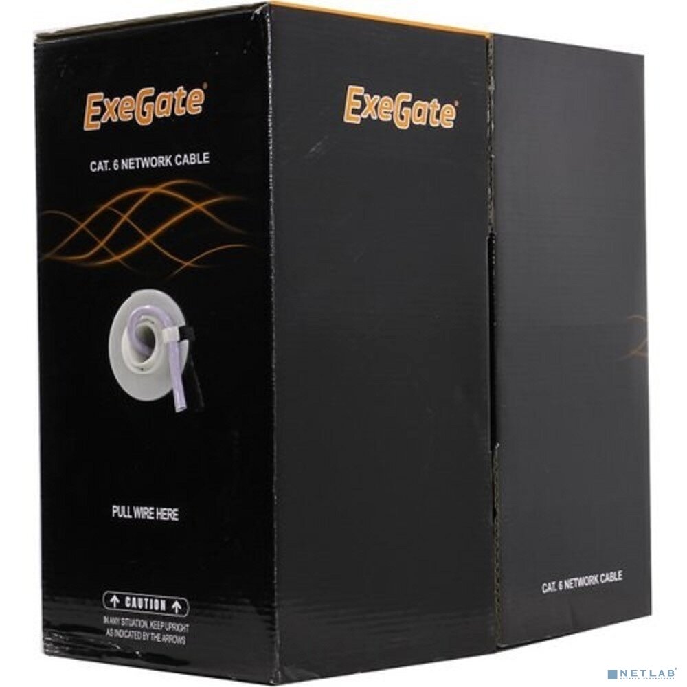 Exegate EX281813RUS Кабель Exegate UTP4-C6-CU-S23-IN-PVC-GY-305 UTP 4 пары кат.6 медь, 23AWG, бухта 305м, серый PVC