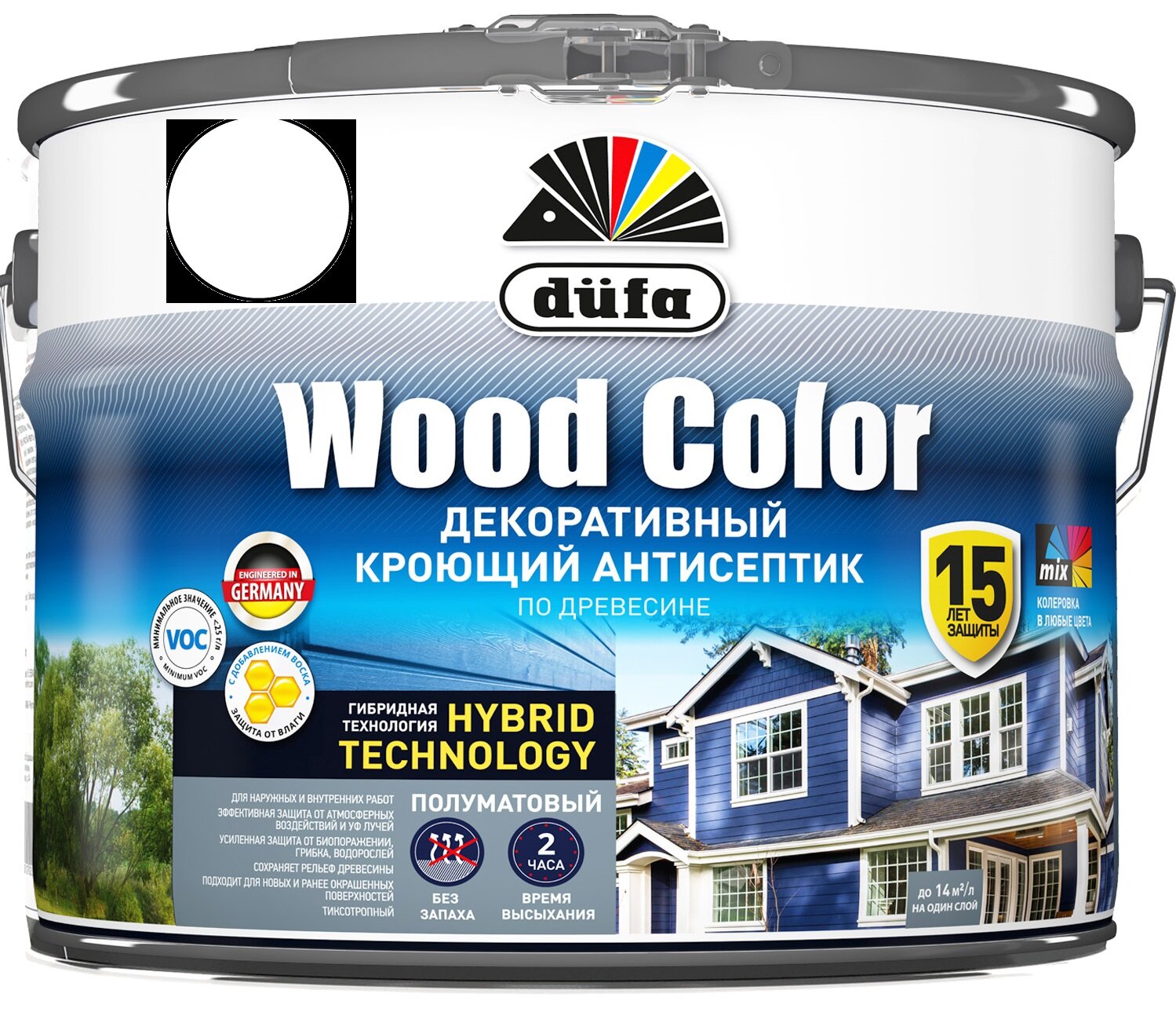 Антисептик кроющий WOOD COLOR белый 0,9 л Dufa