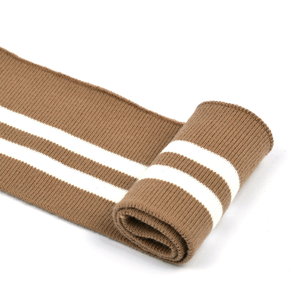 Подвяз трикотажный (2 шт) 6 х 80 см цв. св. коричневый/белый