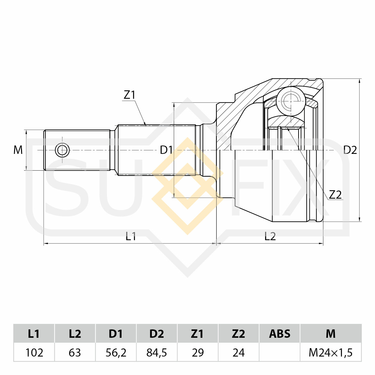 ШРУС наружный передний правый/левый для NISSAN TEANA, JUKE, LAFESTA / SUFIX ST-1080