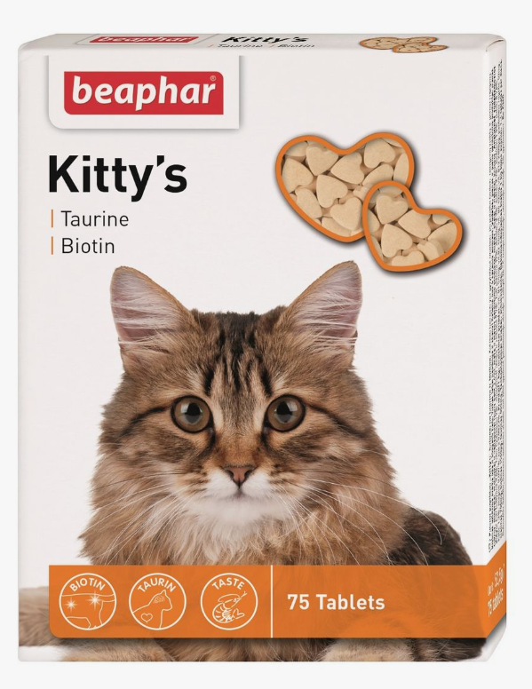 Витаминизированное лакомство для кошек Beaphar Kitty`s Taurine Biotin с таурином и биотином, 75 шт