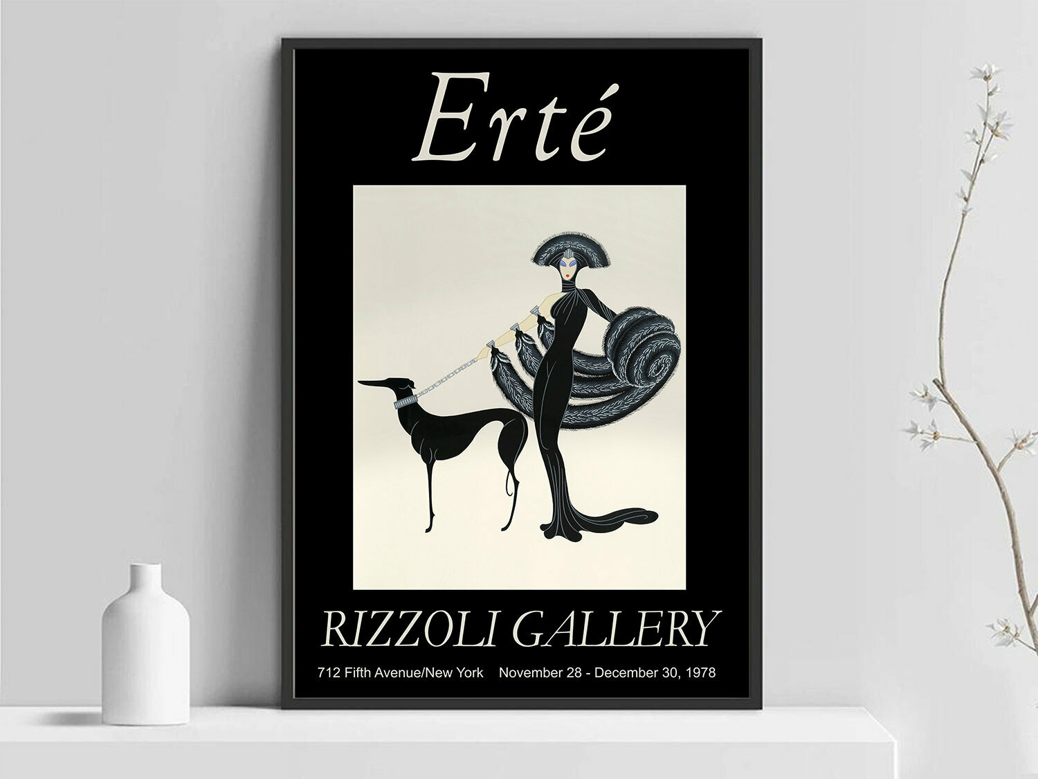 Ар Деко постер Эрте Дама с собачкой Обложка Vogue Art-Deco принт А3/Винтажная обложка журнала Vogue в стиле ар-деко Эрте (Erte) Роман Тыртофф