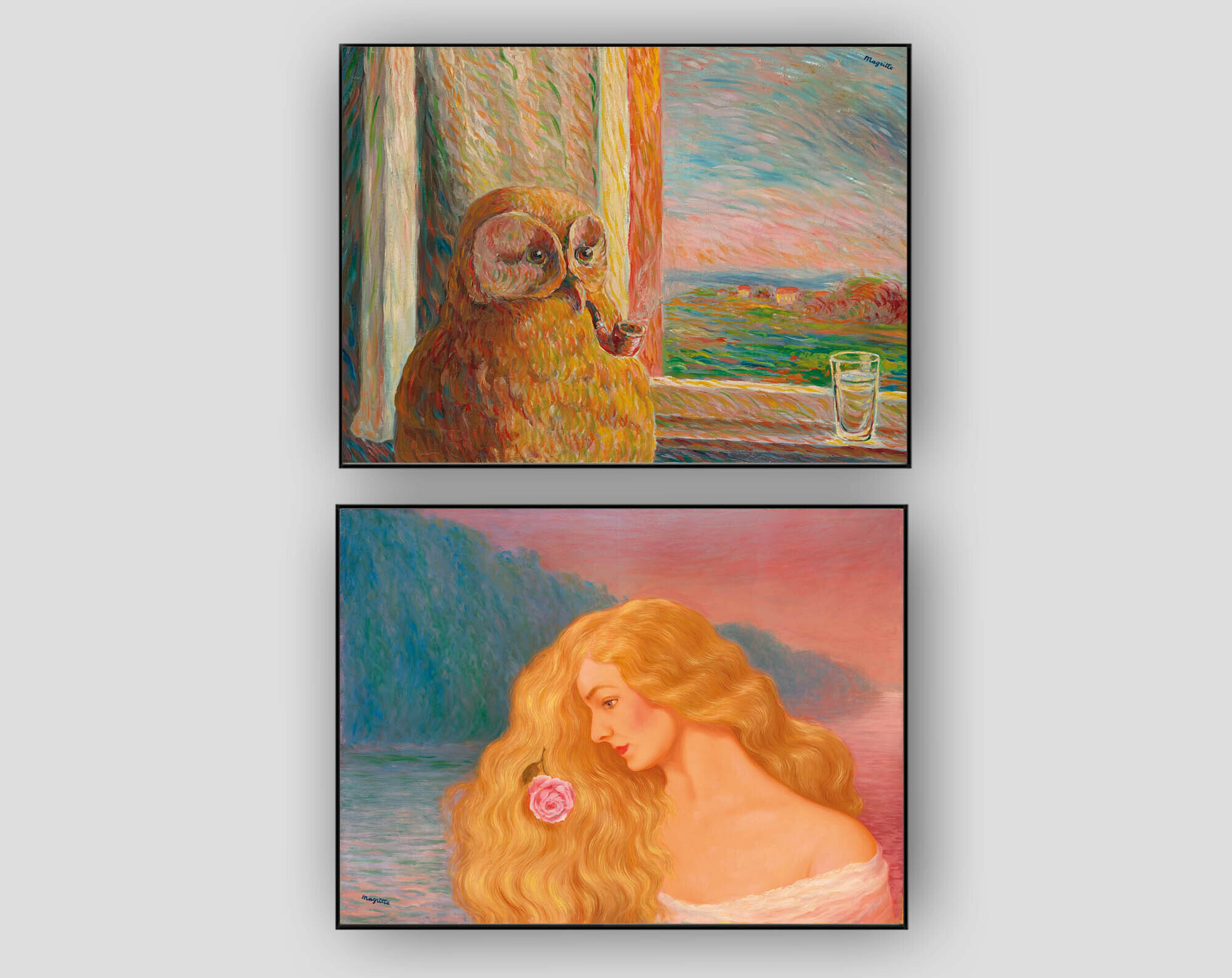 Набор постеров картины Рене Магритт Интерьерный плакат Rene Magritte 2 шт размер А4 Украшение для гостиной