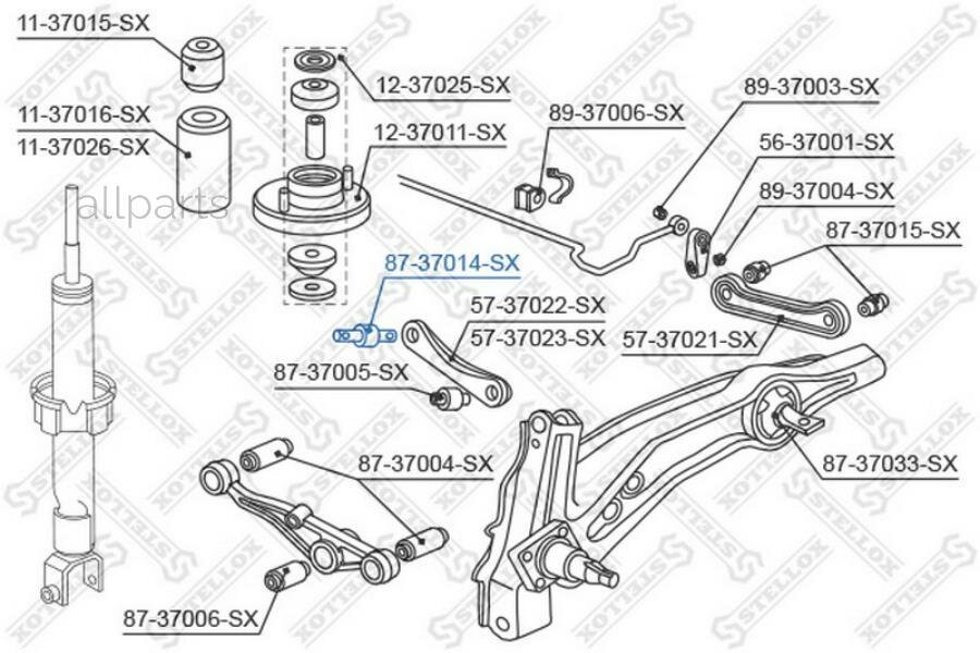 STELLOX 8737014SX сайлентблок зад. рычага внутр!\ Honda Civic all 91-01/CR-V 2.0 16V 95>