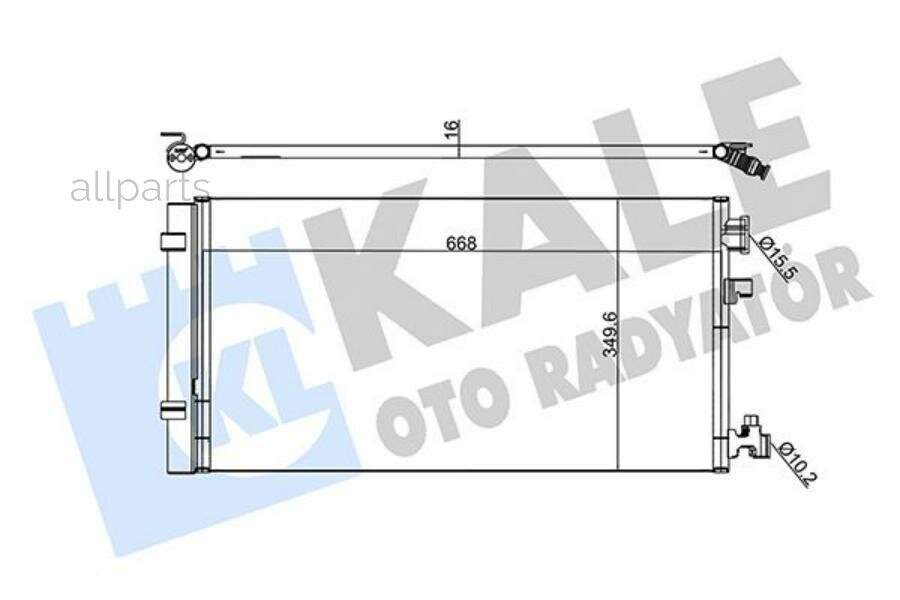 KALE 220800 Радиатор кондиционера для а/м Renault Fluence (09-)/Megane III (08-) под датчик с вн. резьбой паяный