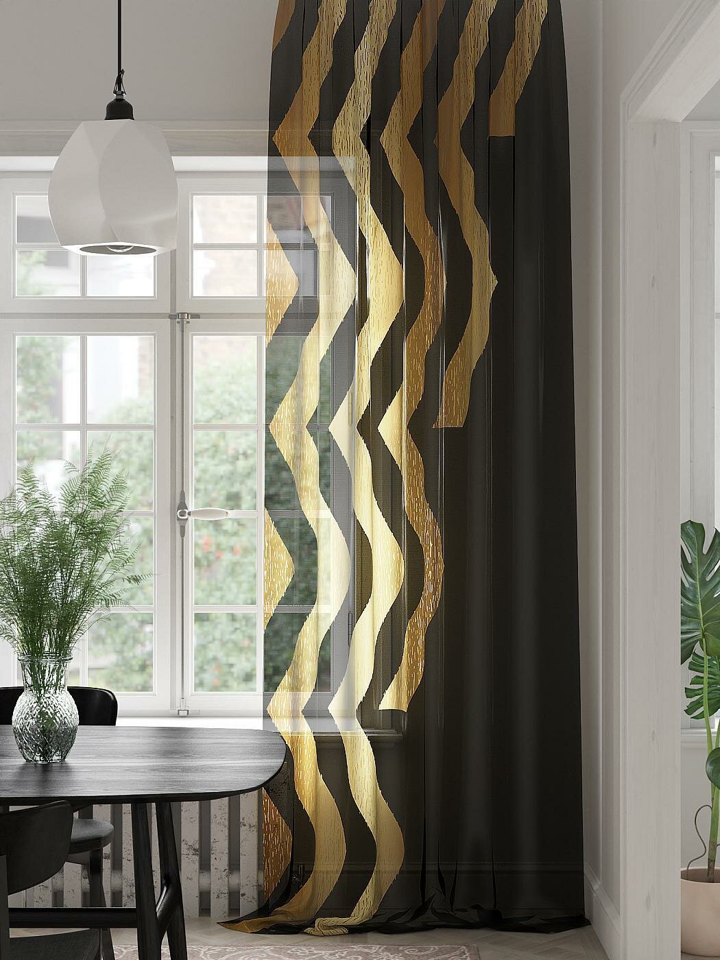 Тюль AT HOME Ланморинс высота 280 см, ширина 150 см, крепление - шторная лента, Черный