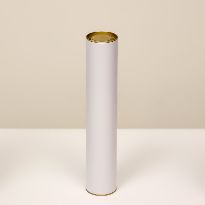 Тубус 63х350 мм (330 мм внутр. высота), под футболку, белая, картон, металлическая крышка, 10469994