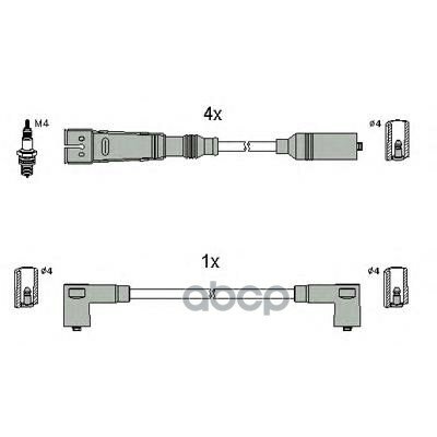 Высоковольт. провода ком/кт. VW Golf III 1,8 11/91-04/99/ Passat 1,8 08/90-05/97/ Vento 1,8 11/91-09/98 HÜCO арт. 134786