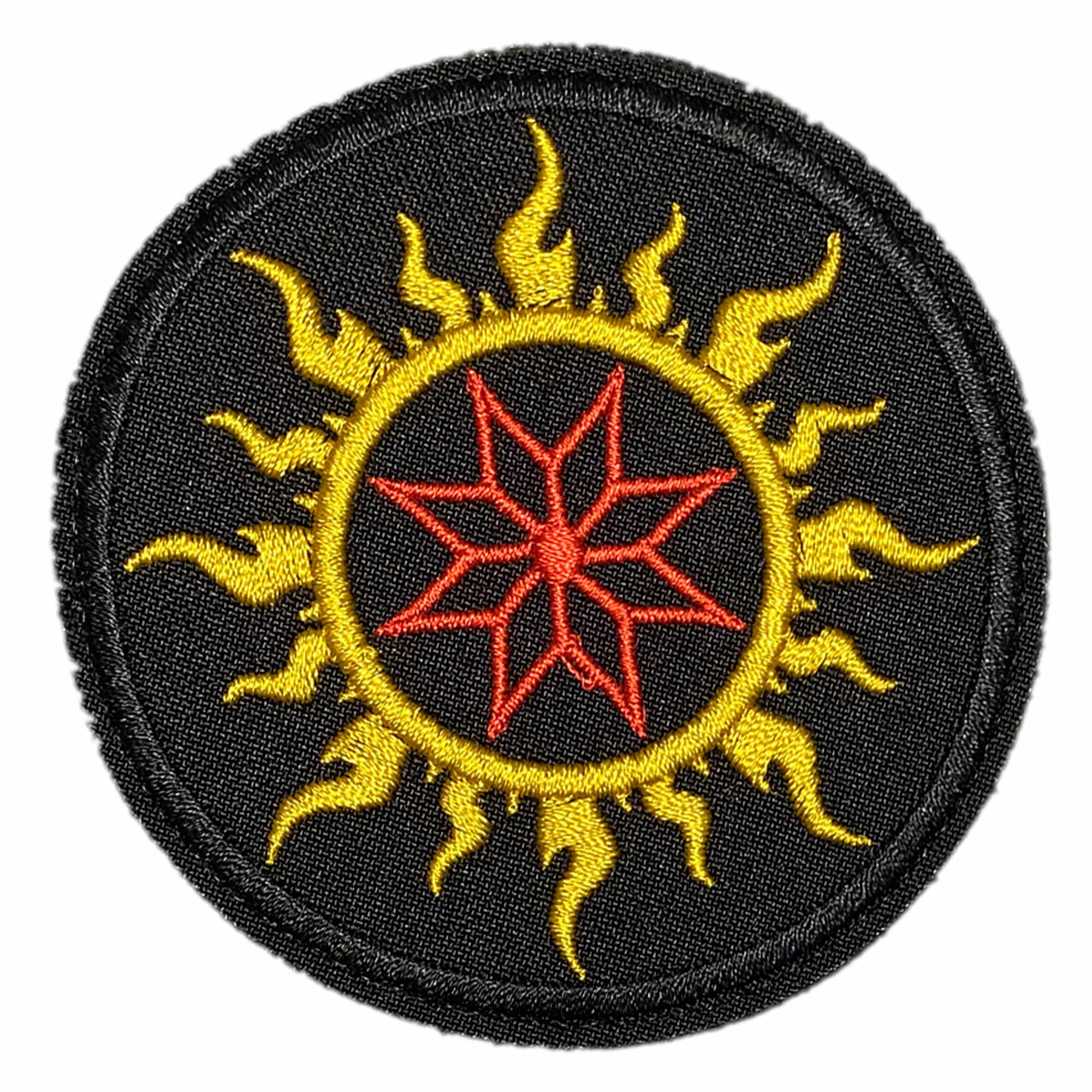 Нашивка, шеврон, патч (patch) на липучке Оберег Солнце Алатырь, размер 8*8 см