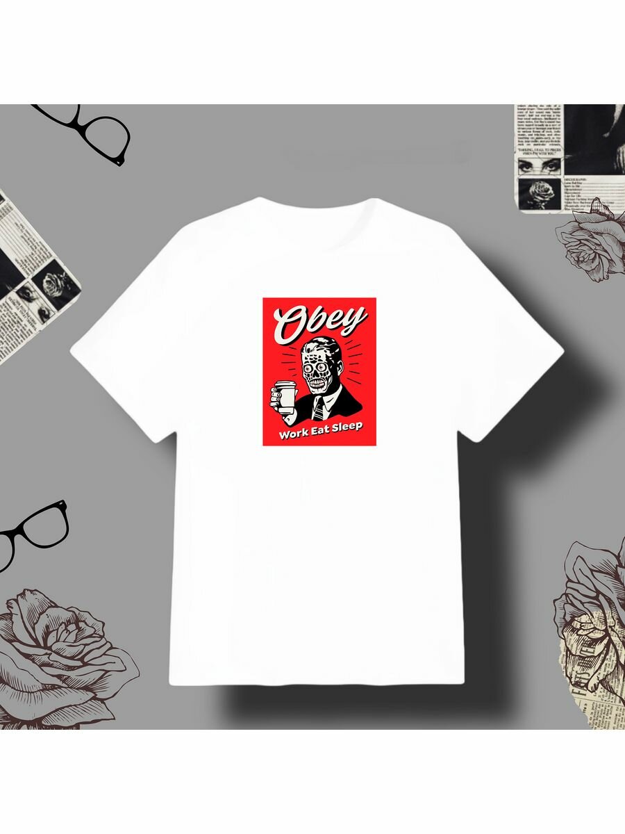 Футболка с надписью obey пришелец