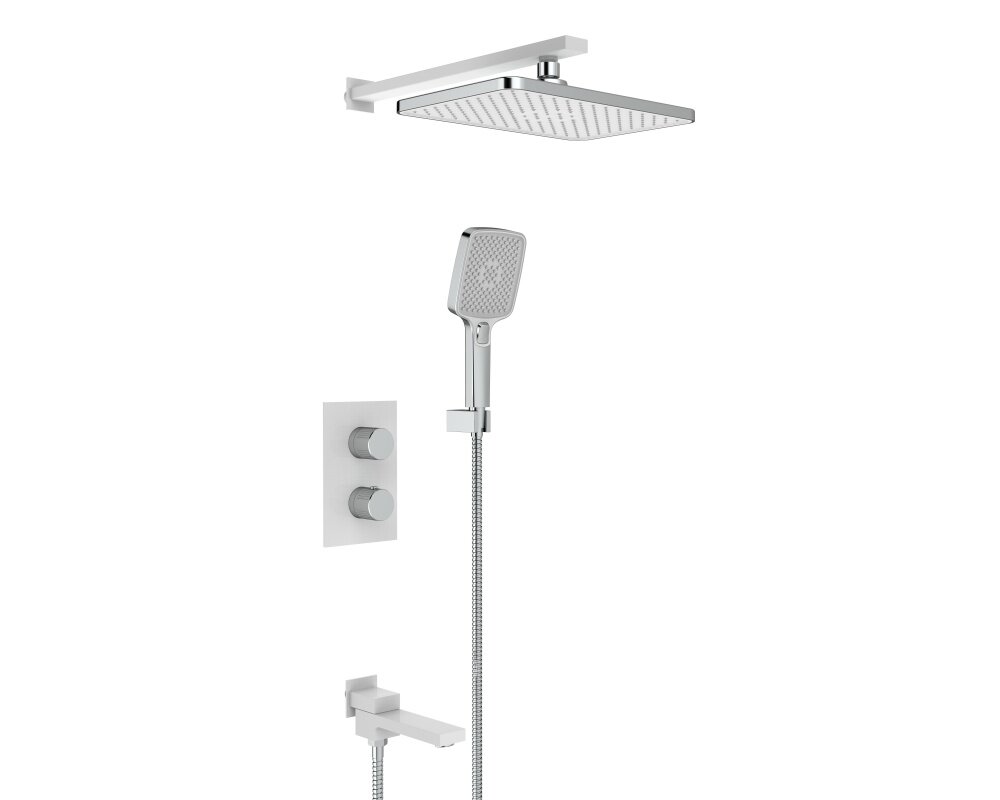 Душевая система с термостатом из латуни с лейкой и шлангом Vieir V25004-3F белый