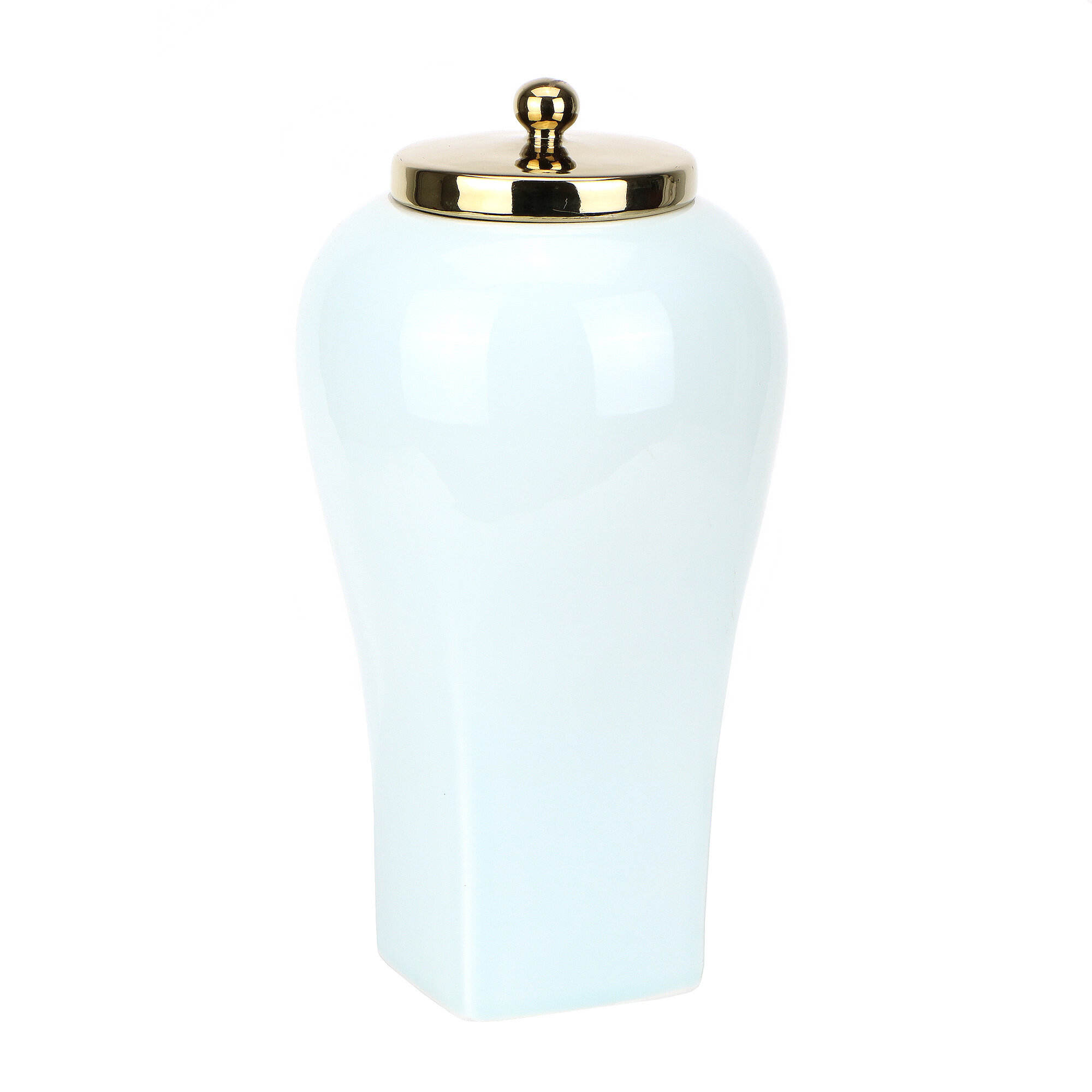 Ваза AsiaTides, керамика, 34см, настольная, с крышкой, голубая, Франция 51265