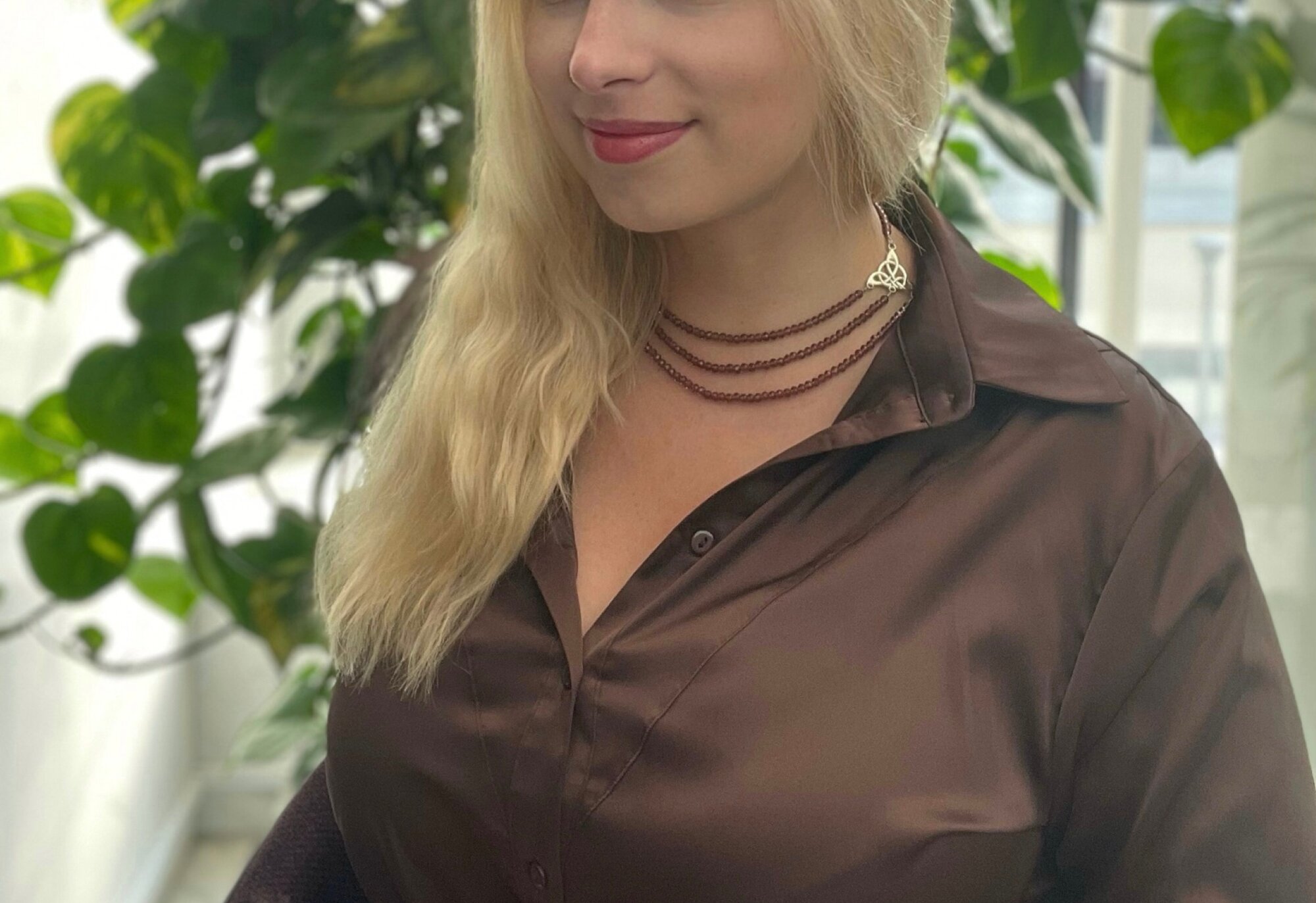 Чокер Jewellery by Marina Orlova, шпинель синтетическая, длина 39 см, коричневый — фото 1