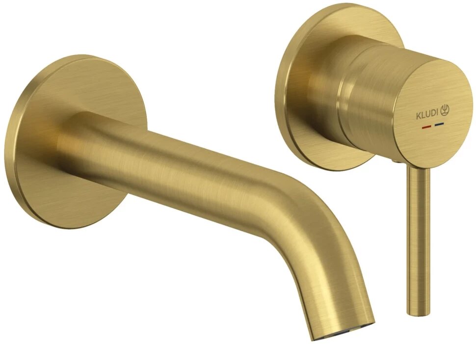 Смеситель для раковины Kludi Bozz 38244N076 встраиваемый, без донного клапана, золотой матовый