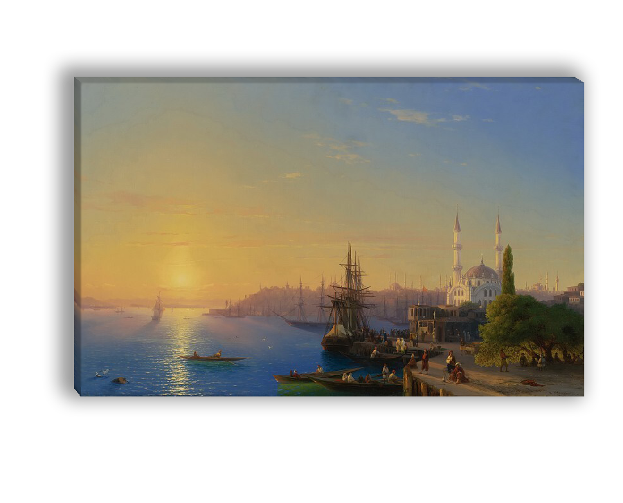 Картина для интерьера "Вид на Константинополь и бухту Золотой Рог", Айвазовский И. К. (104х65 см / на подрамнике)