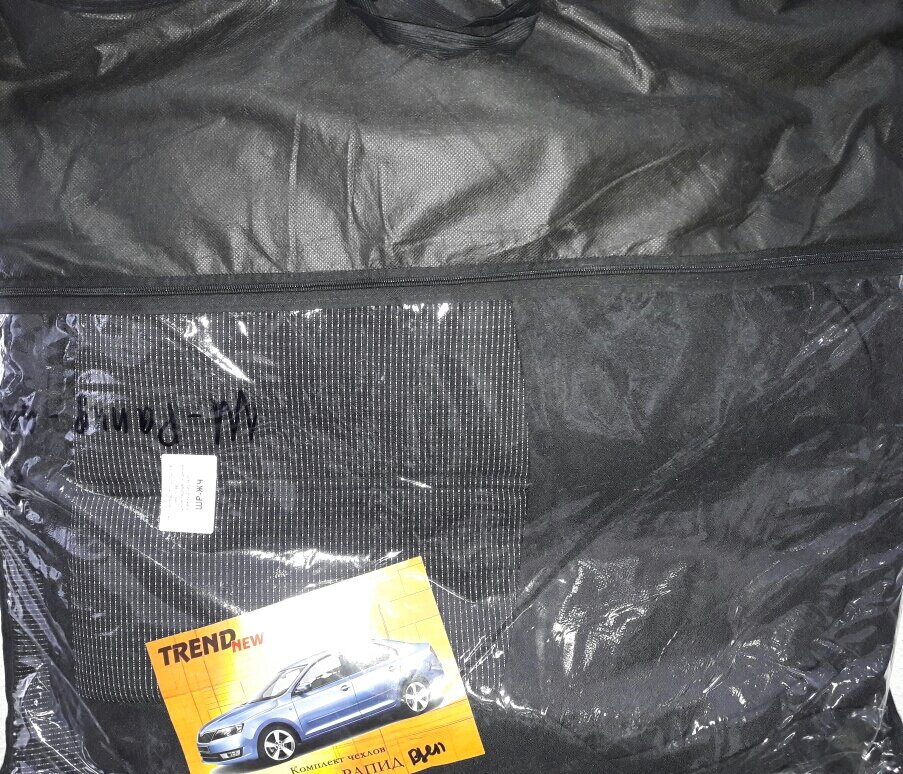 Чехлы Skoda Rapid 12-/VW Polo 20- жаккард сплошные черные Ростов