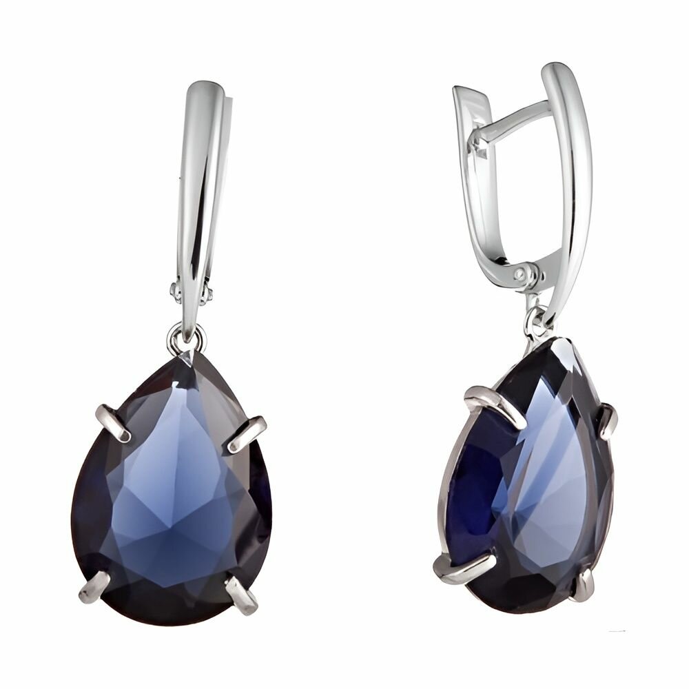 Серьги, серебро, 925 проба, родирование, фианит