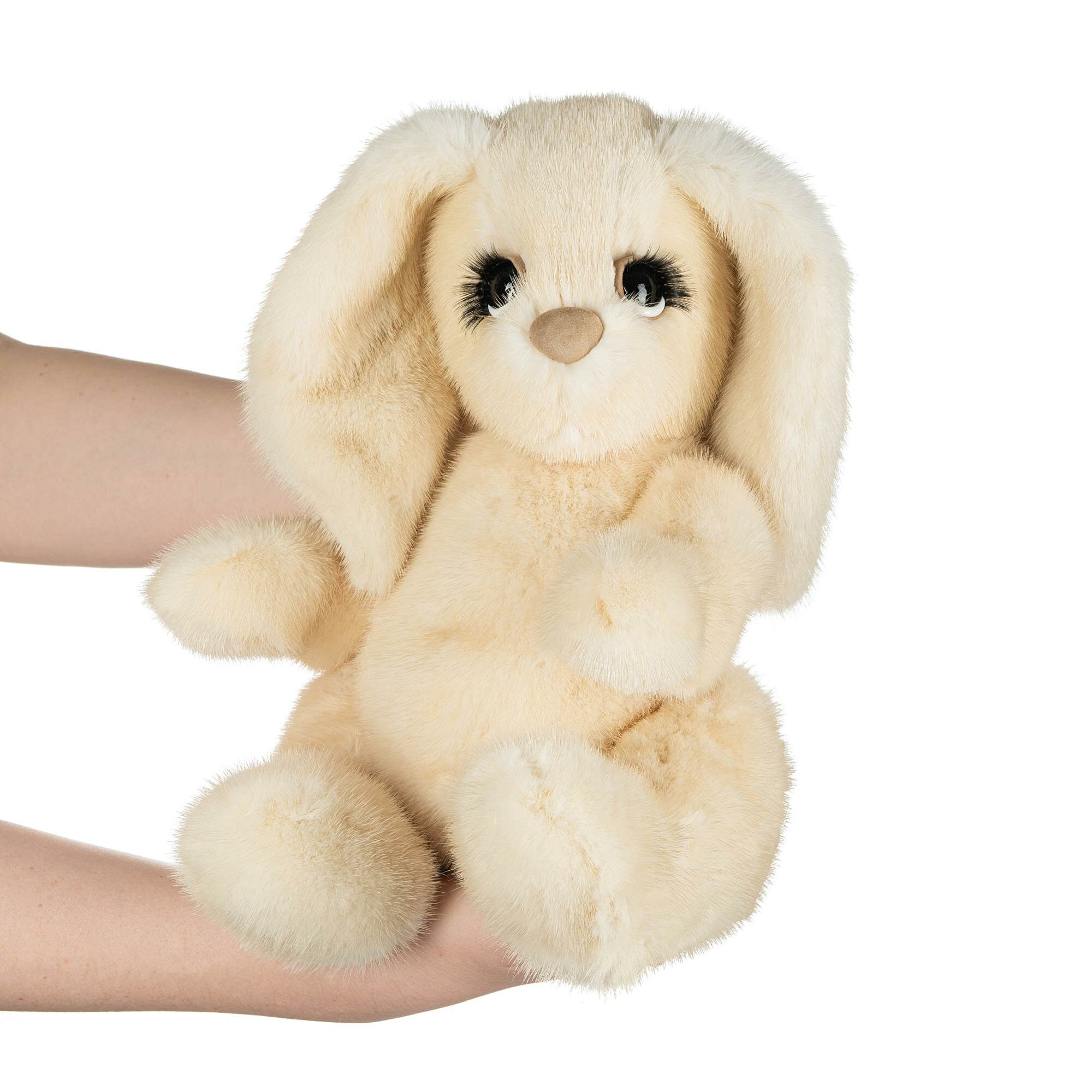 Мягкая игрушка зайка тедди Holich Toys из натурального меха Марго бежевый, мягкие игрушки, игрушки для детей, детские игрушки, игрушки для девочек, игрушки для мальчиков