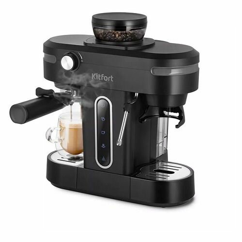 Кофеварка KitFort КТ-7375, рожковая, черный