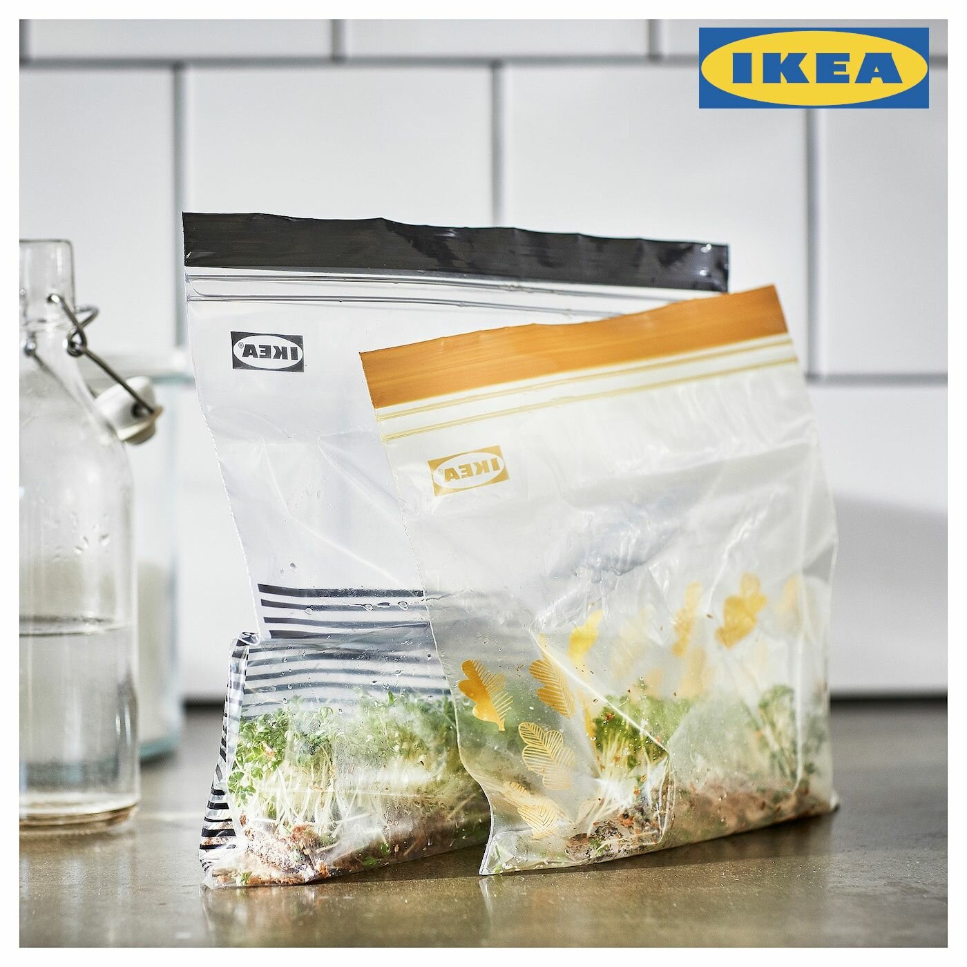 ЗИП пакет икеа (IKEA ISTAD) 25 пакетов по 2.5 л (внутренний размер 25х24 см) и 25 пакетов по 1,2 л (внутренний размер 21х19 см). многоразовый пакет для хранения продуктов с застежкой.