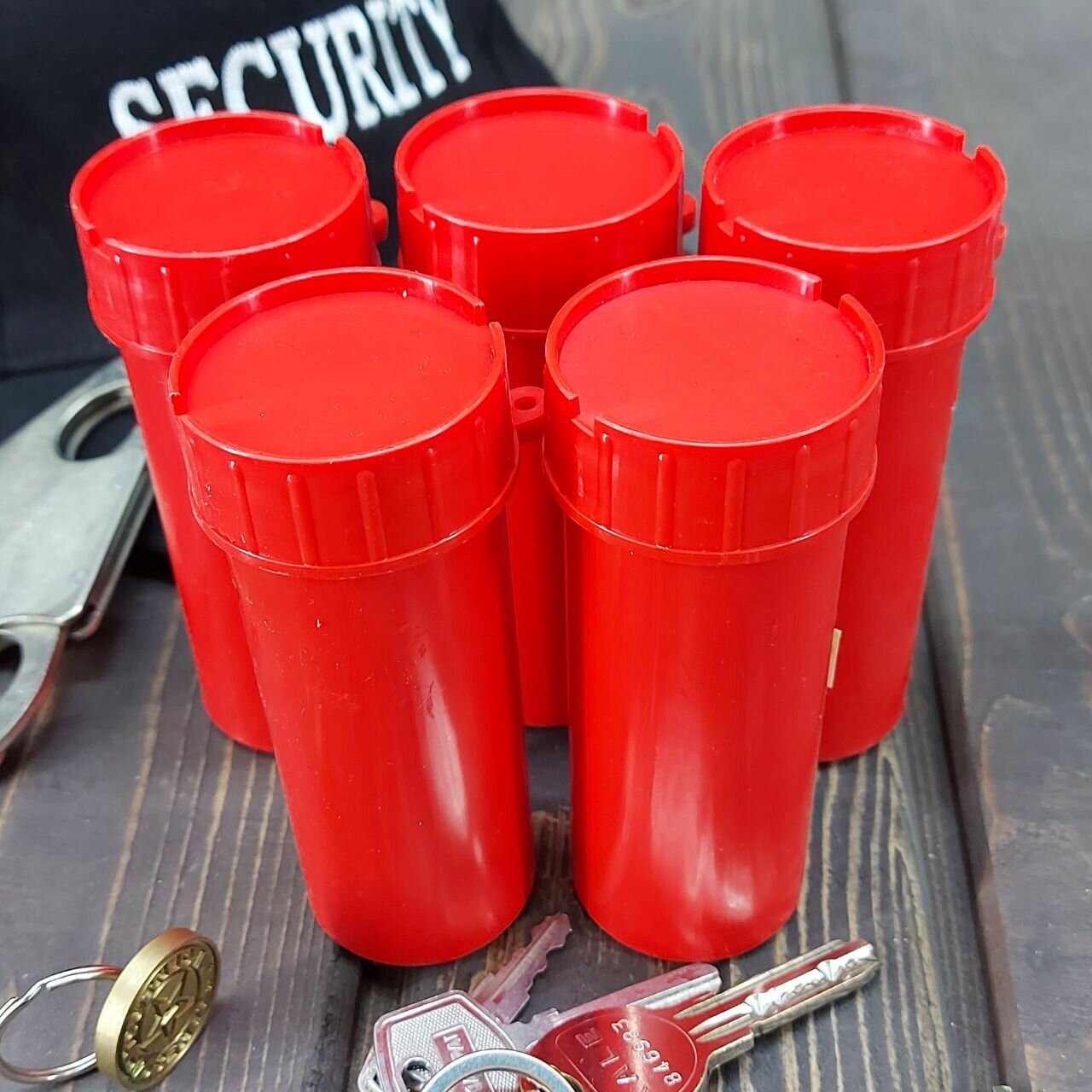 Пенал тубус для ключей пластиковый красный - 5 шт.