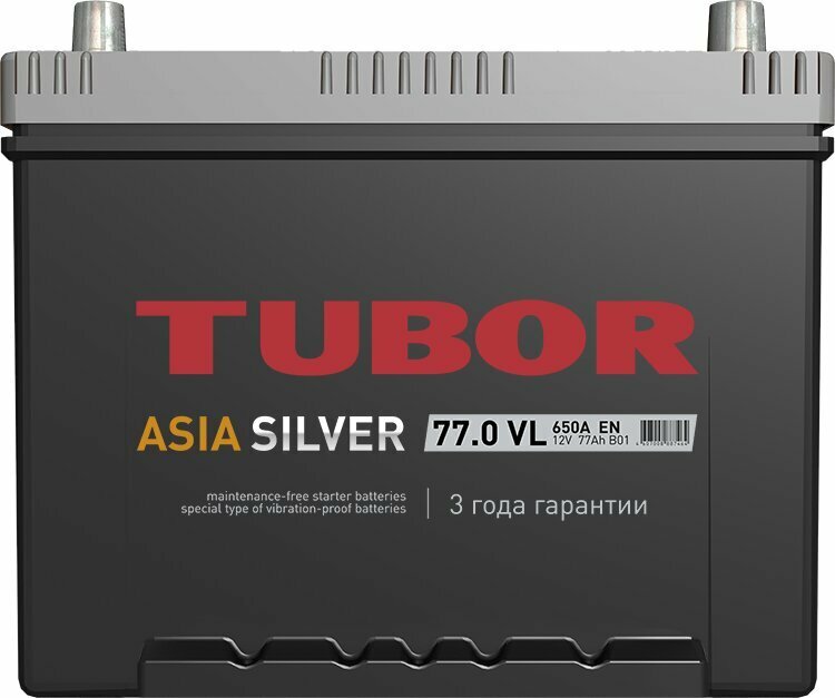 Аккумуляторная батарея TUBOR SILVER D26L 6СТ77 азия обратная