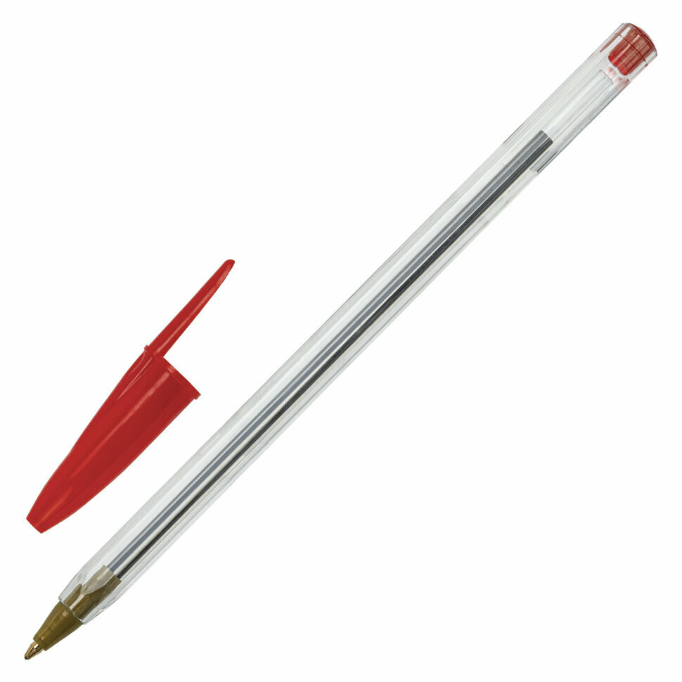 Ручка шариковая STAFF "Basic Budget BP-04", красная, линия письма 0,5 мм, с штрихкодом, 143870, 200 штук, 143870