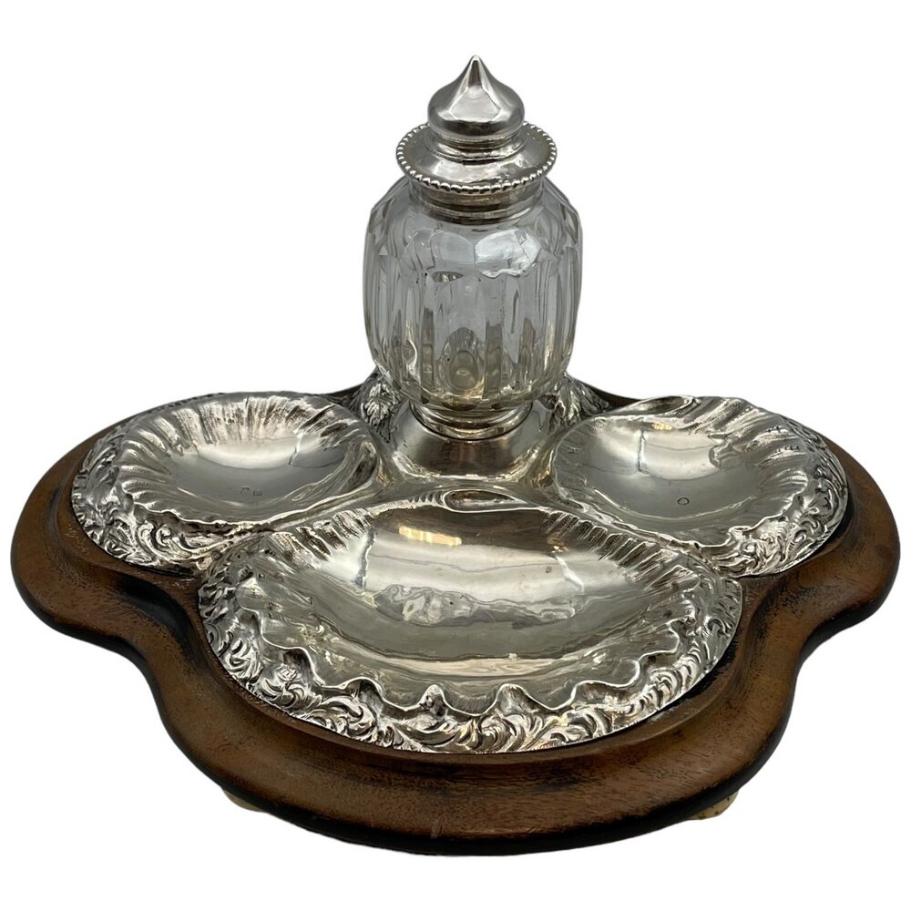 Парфюмерный комплект "Роза" серебро 0.800, дерево, кость 1906-1953 гг. Голландия