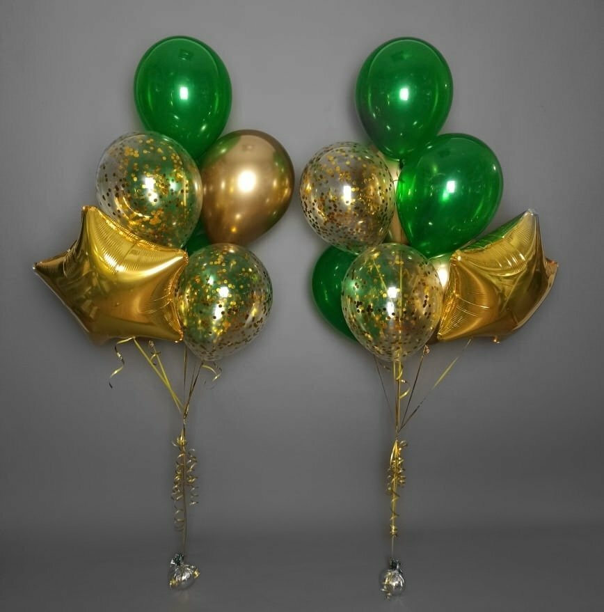 Красивые шарики в сочетании зеленого и золота