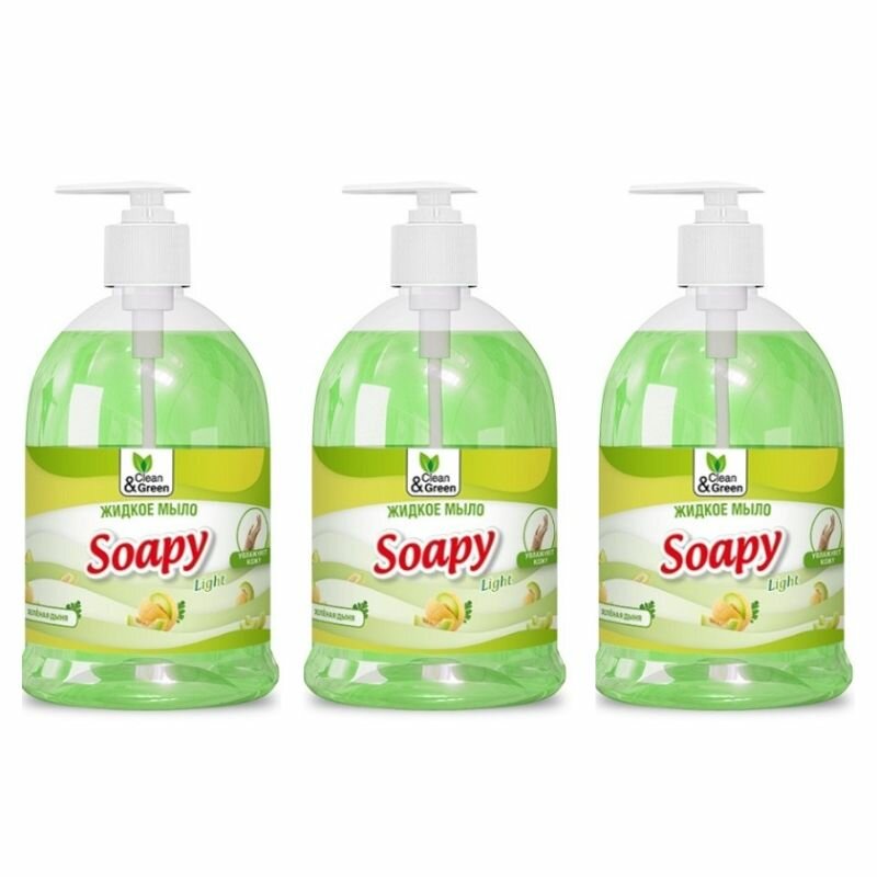 Clean&Green Жидкое мыло Light Зеленая дыня, с дозатором, 1л, 3шт