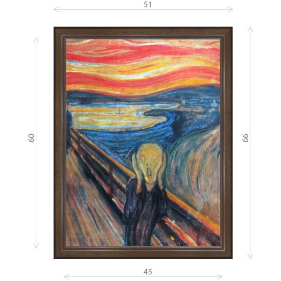 Картина Декор Депо Эдварда Мунка Крик Матовая бумага в раме без стекла 66х51 см, DDK52680E21W45H60P24