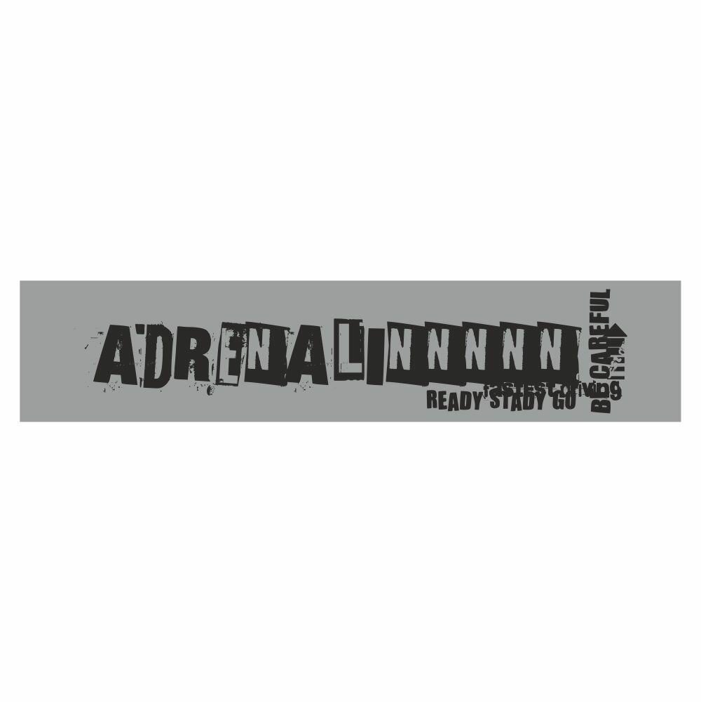 Полоса на лобовое стекло 1300х170мм "ADRENALIN" серебро, Арт рэйсинг