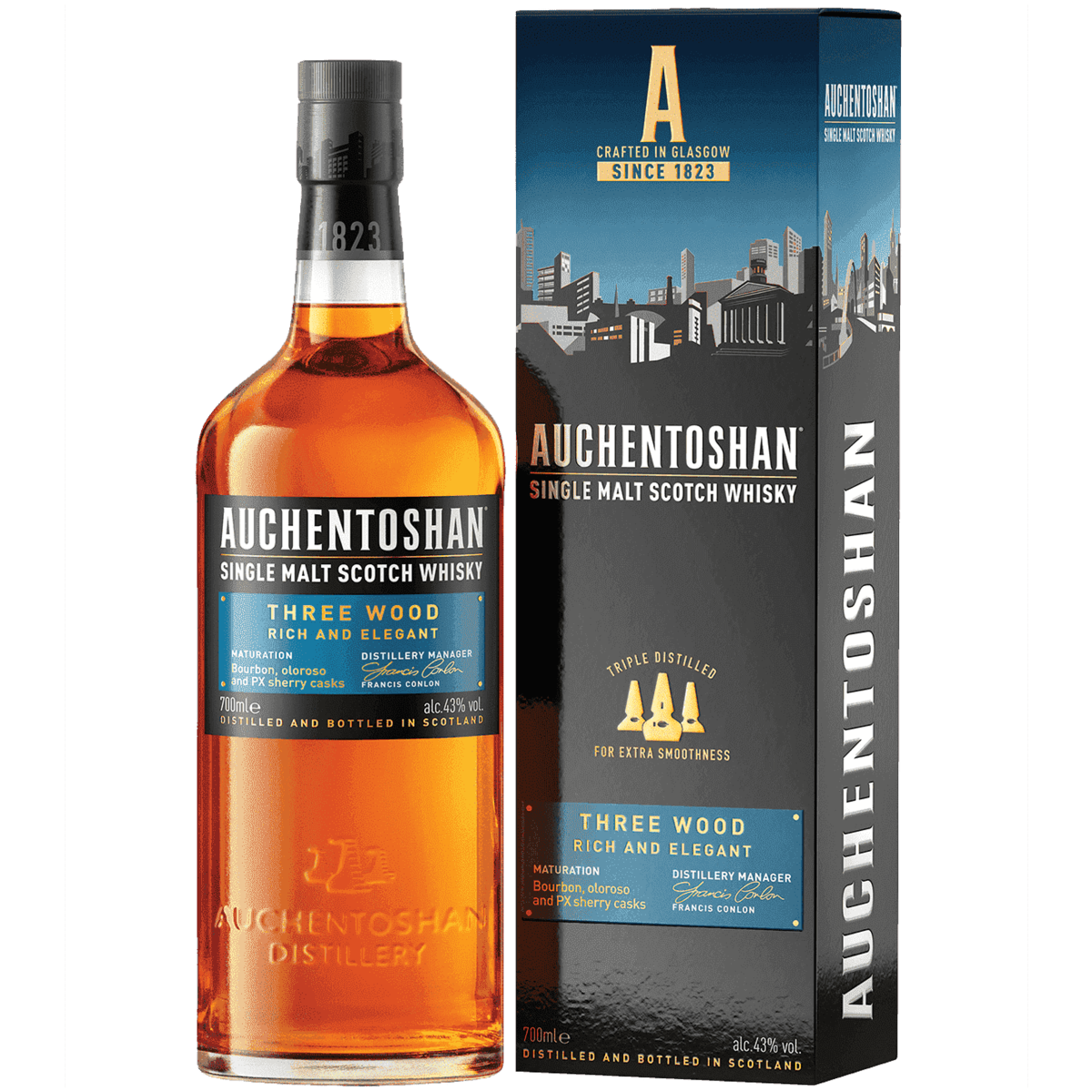 Виски Auchentoshan Three Wood 0,7 л в подарочной упаковке