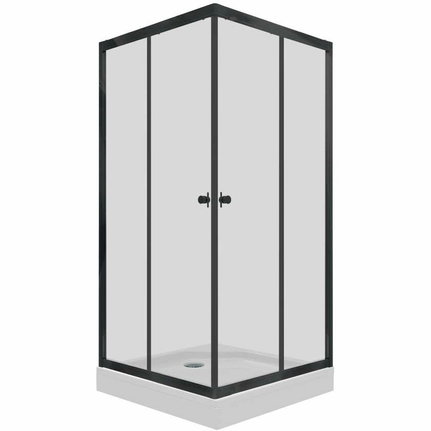 Душевой уголок Тритон (Triton) Вента-Блэк 900х900х2020 мм, прозрачный 4 мм, профиль черный (Щ0000054465) низкий поддон (2места+сифон D90мм)