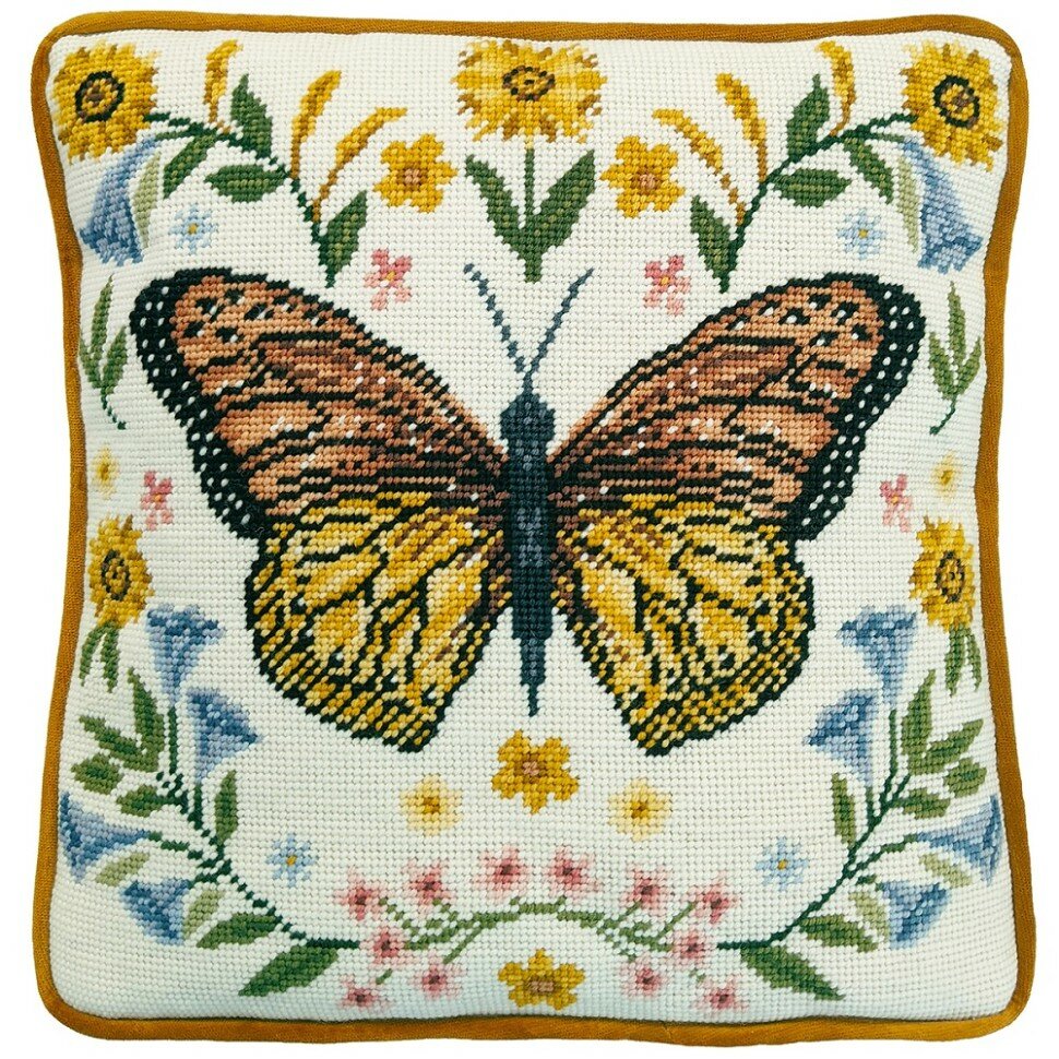 Набор для вышивания Bothy Threads #TAP13 Подушка "Botanical Butterfly Tapestry", Гобелен, 35.5 x 35.5 см