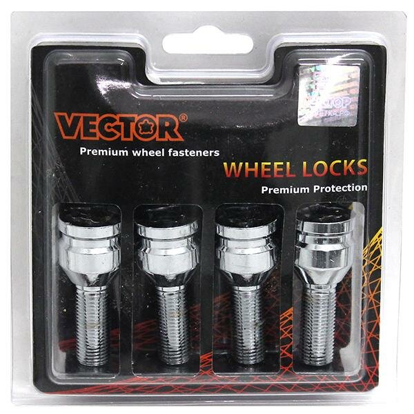 Болт колесный секретный (кт.) M12X1,25X30 672120F2 ройной никель/хром Конус, кл. 17-19мм (вектор)