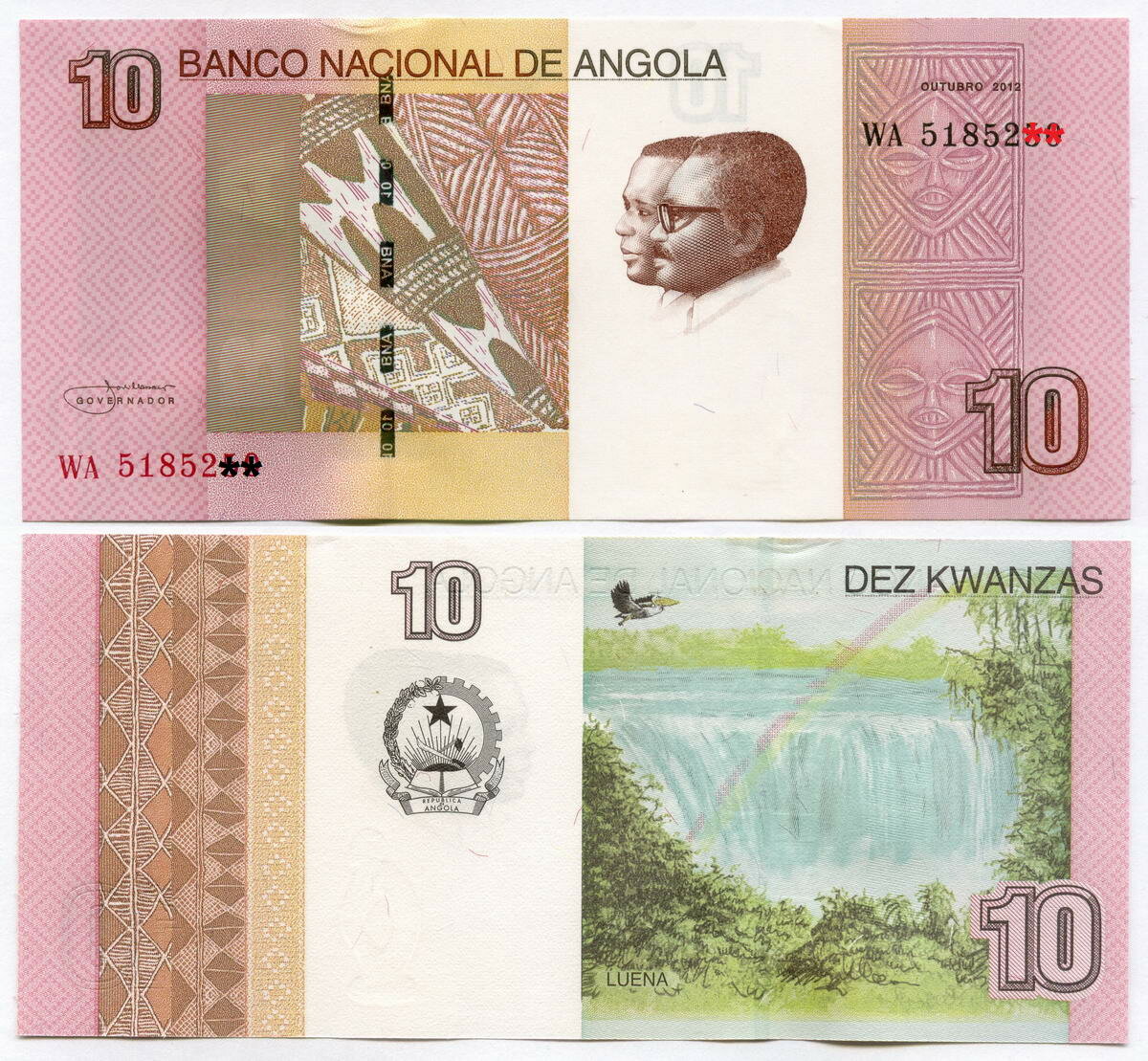 Банкнота Ангола 10 кванз 2012 год WA 5185249. UNC