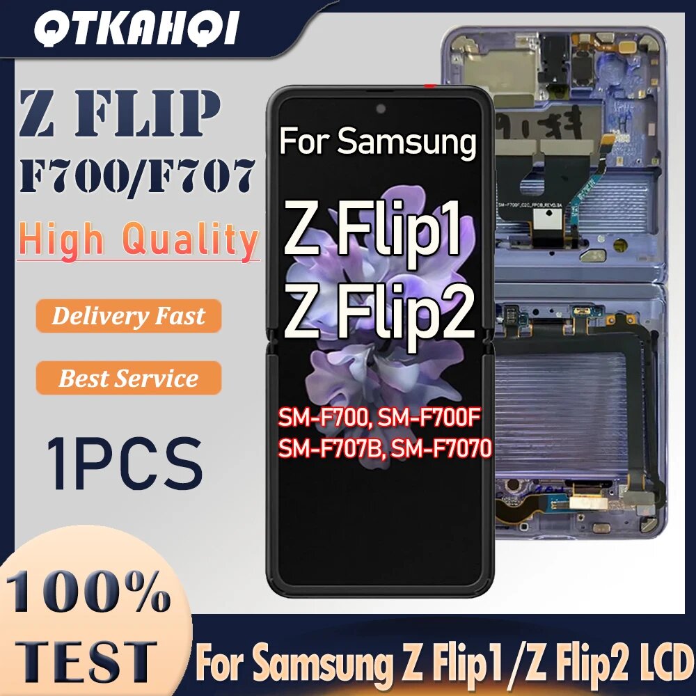 6,7 "AMOLED для Samsung Z Flip 4G LCD SM-F700 дисплей сенсорный экран дигитайзер в сборе для Samsung Z Flip SM-F700F F707B LCD