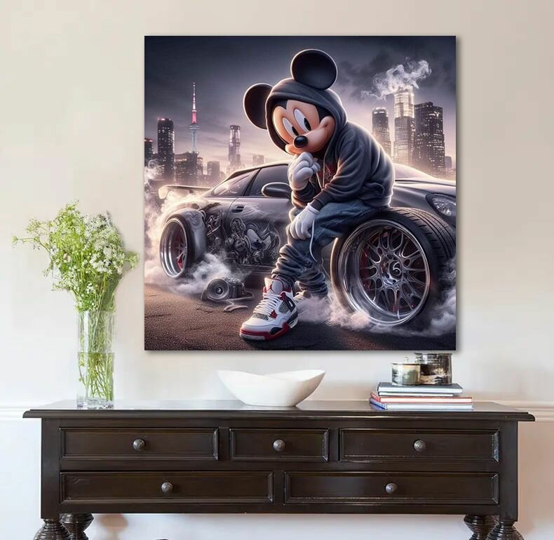 Картина в интерьер / картина Микки Маус, Дональд Дак, Симпсоны, 70х70